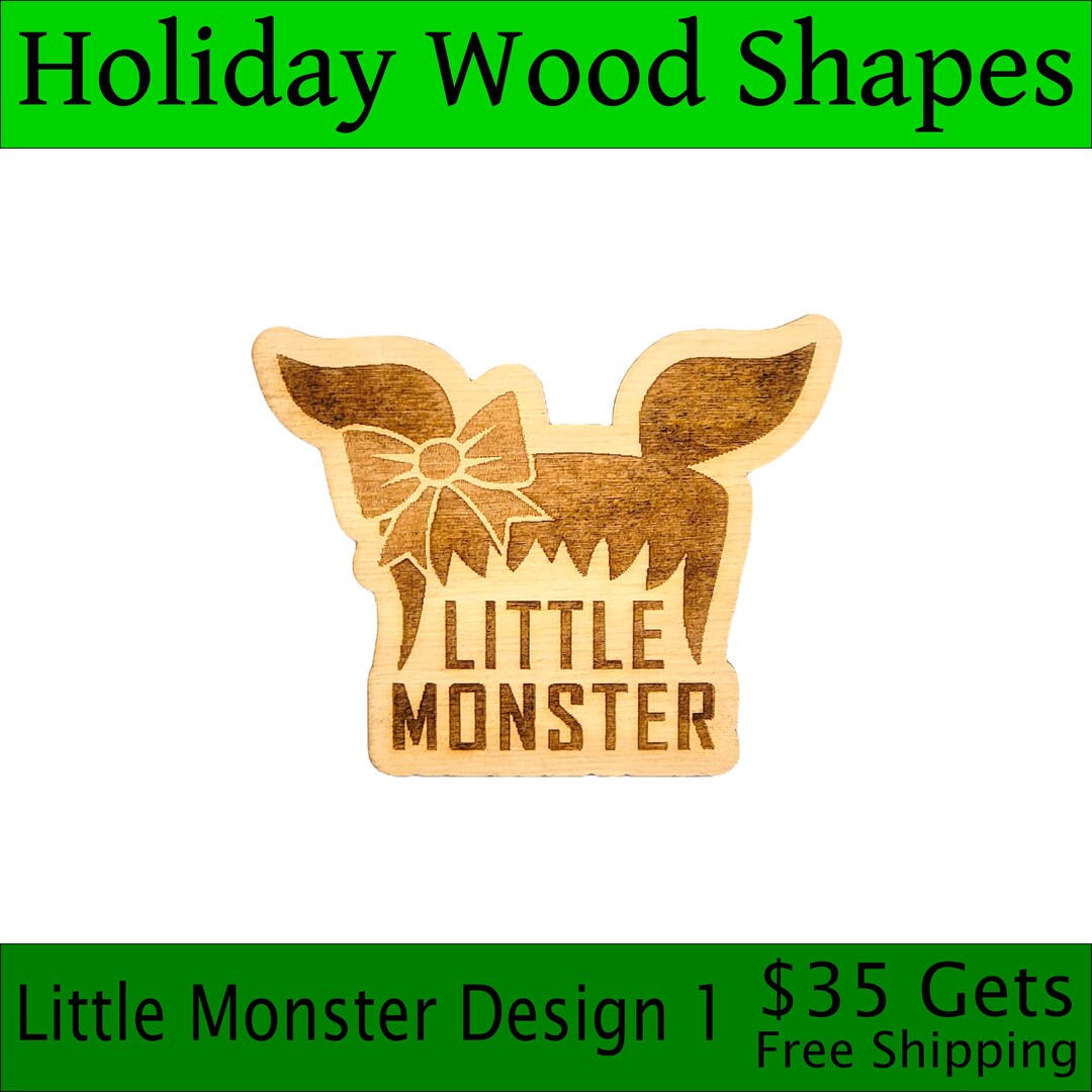 Laser Cut Little Monster Design 1 Wood Blank, Crafting Supplies, Wooden ...