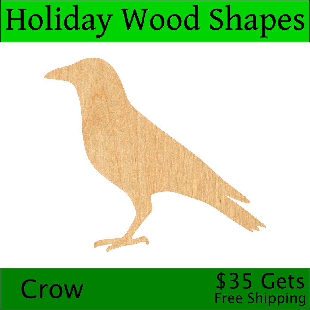 Laser Cut Crow Wood Blank, Crafting Supplies, Wooden Cutout, DIY ...