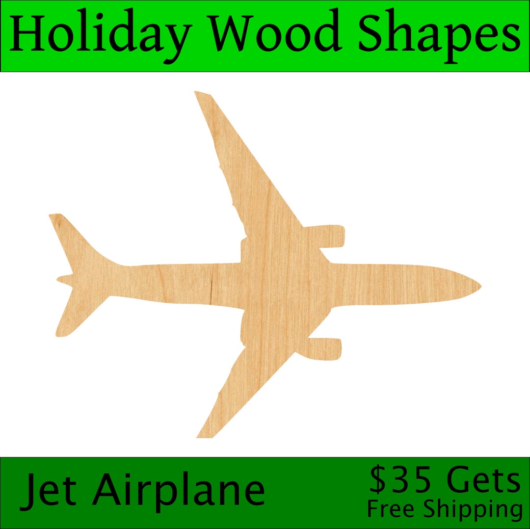 Laser Cut Jet Airplane Wood Blank, Crafting Supplies, Wooden Cutout ...