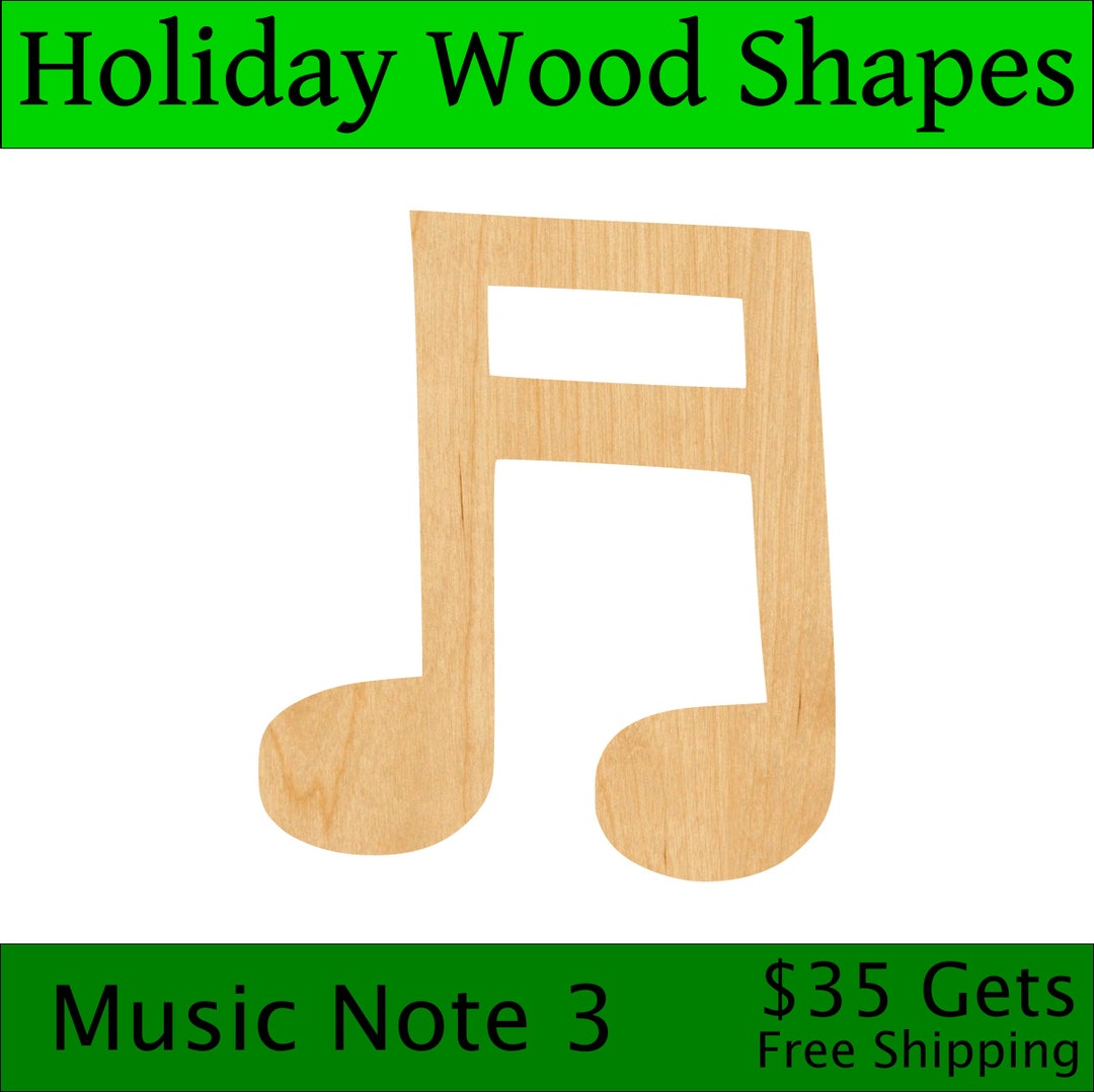 Laser Cut Music Note Design 3 Wood Blank, Crafting Supplies, Wooden ...