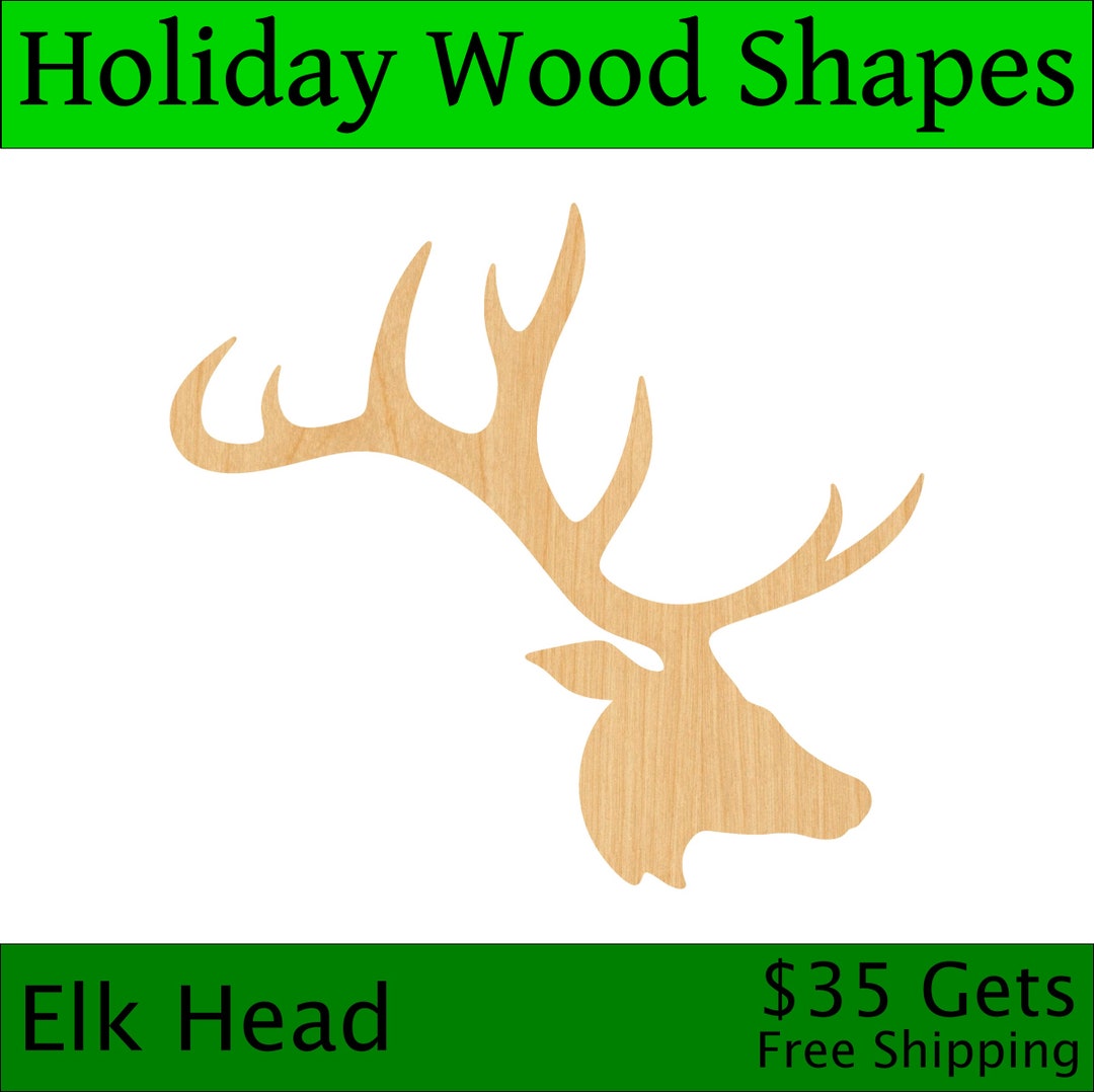 Laser Cut Elk Head Wood Blank, Crafting Supplies, Wooden Cutout, DIY ...