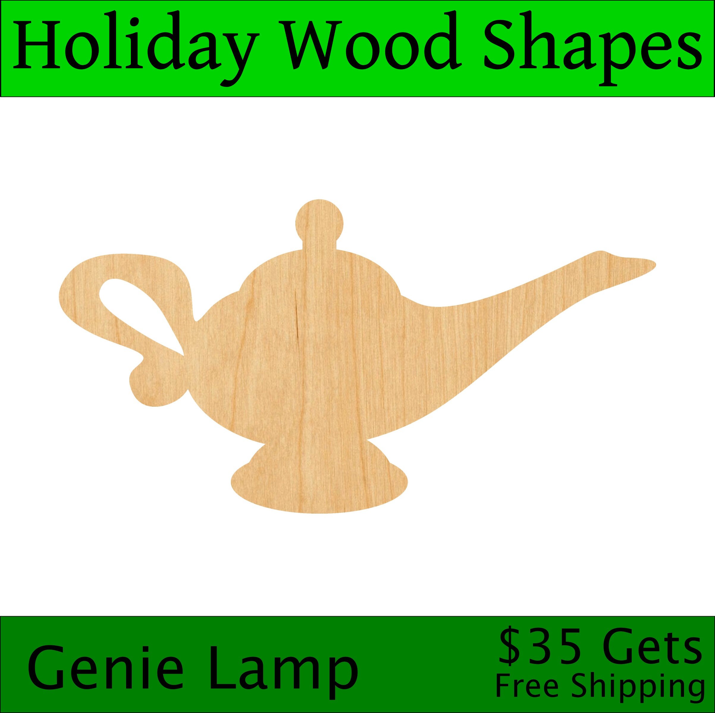 Laser Cut Genie Lamp Wood Blank, Crafting Supplies, Wooden Cutout, DIY ...