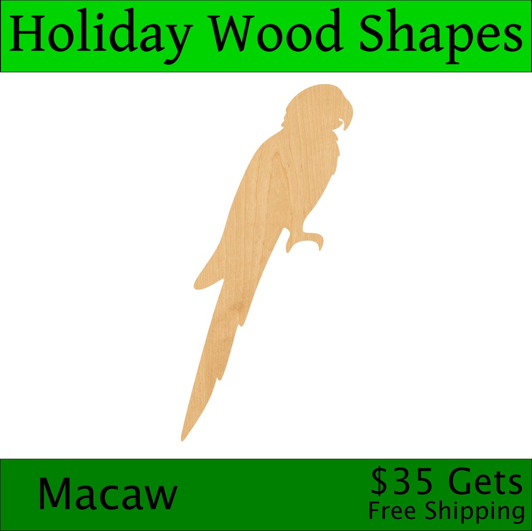 Laser Cut Macaw Wood Blank, Crafting Supplies, Wooden Cutout, DIY ...