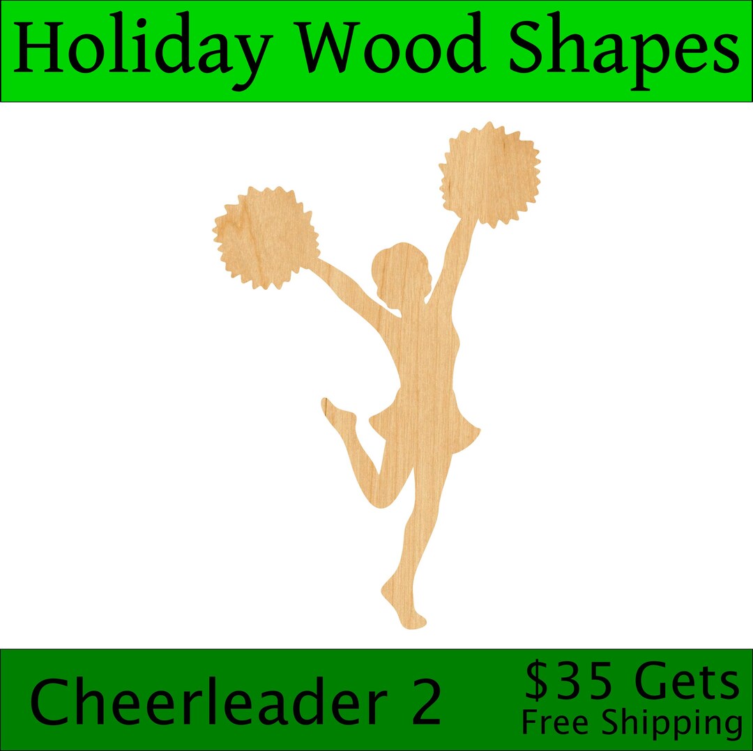 Laser Cut Cheerleader Design 2 Wood Blank, Crafting Supplies, Wooden ...