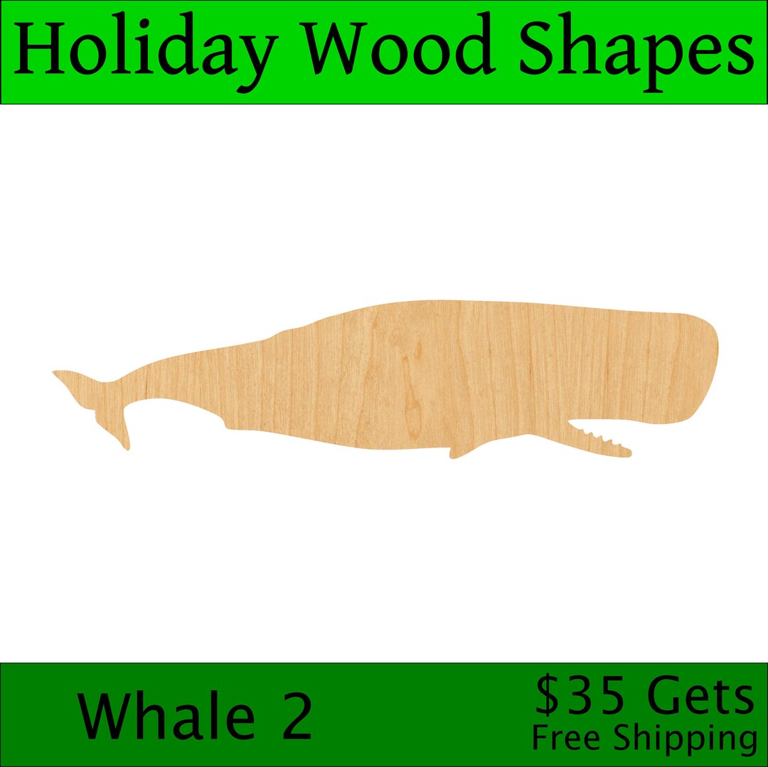 Laser Cut Whale Design 2 Wood Blank, Crafting Supplies, Wooden Cutout ...