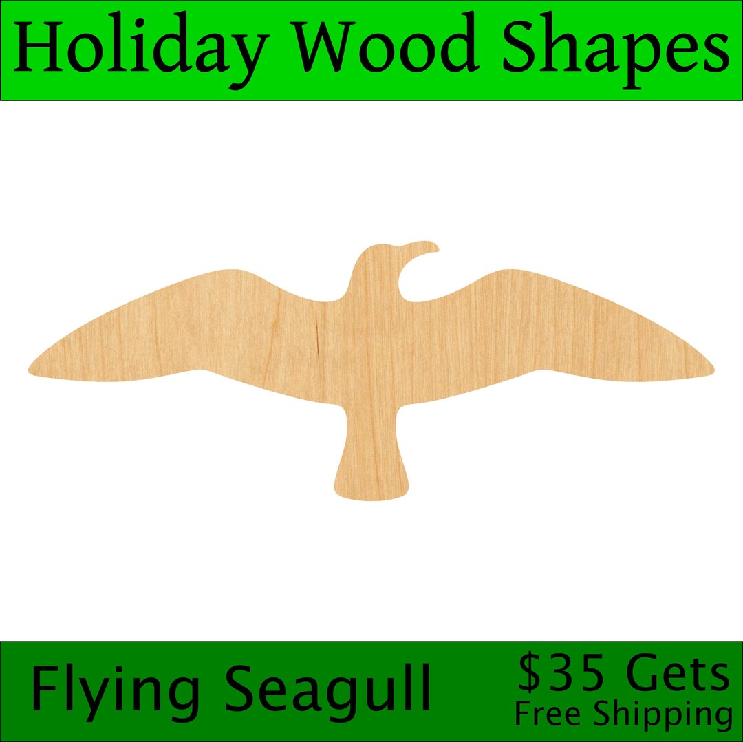 Laser Cut Flying Seagull Wood Blank, Crafting Supplies, Wooden Cutout ...