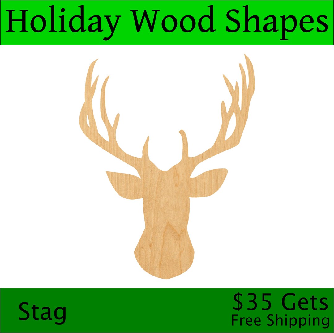 Laser Cut Stag Head Wood Blank, Crafting Supplies, Wooden Cutout, DIY ...