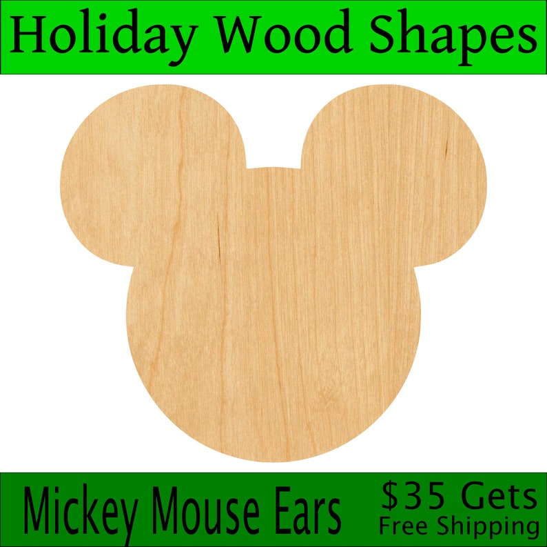 Laser Cut Mickey Mouse Ears Wood Blank, Crafting Supplies, Wooden ...
