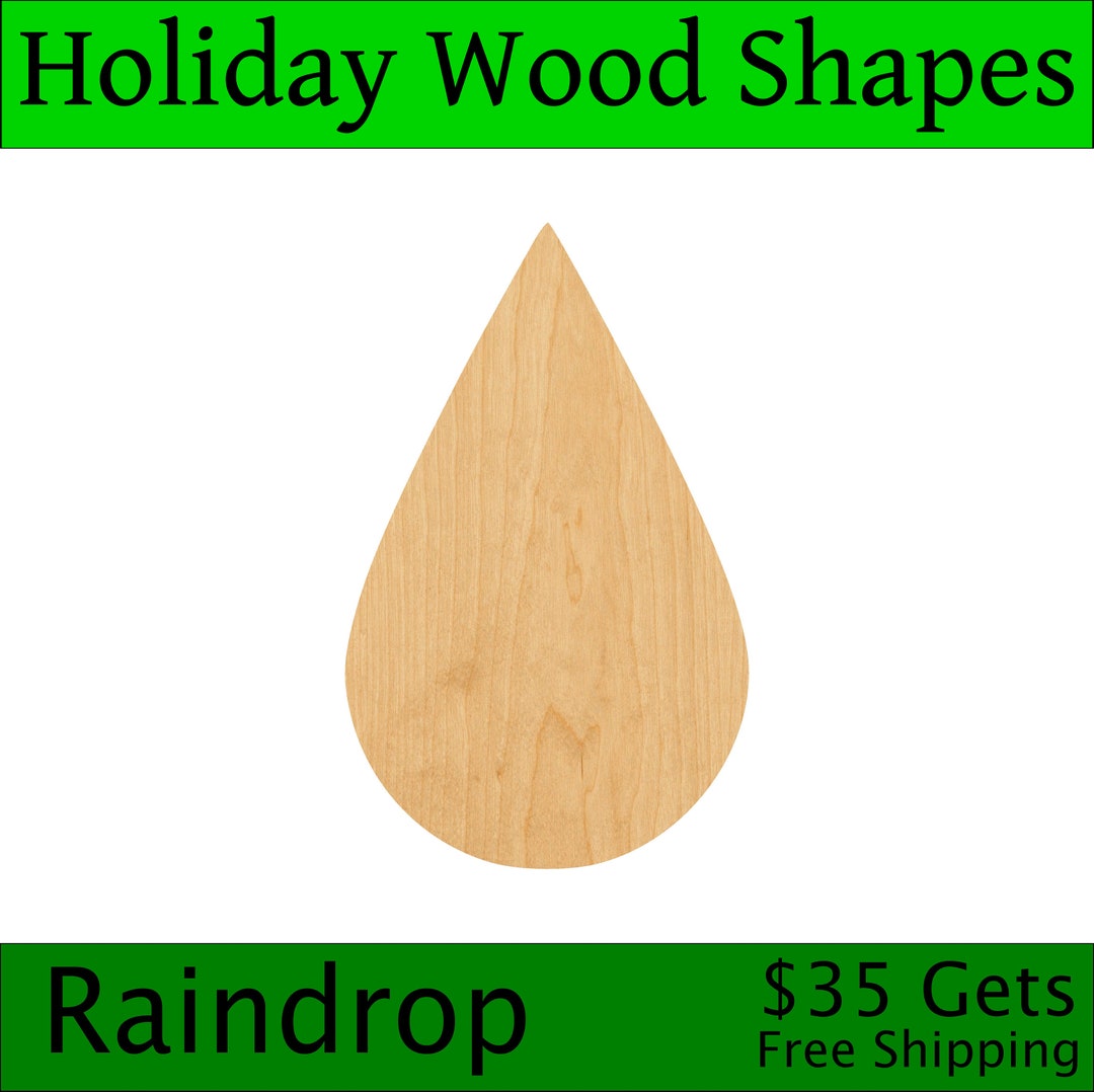 Laser Cut Raindrop Wood Blank, Crafting Supplies, Wooden Cutout, DIY ...