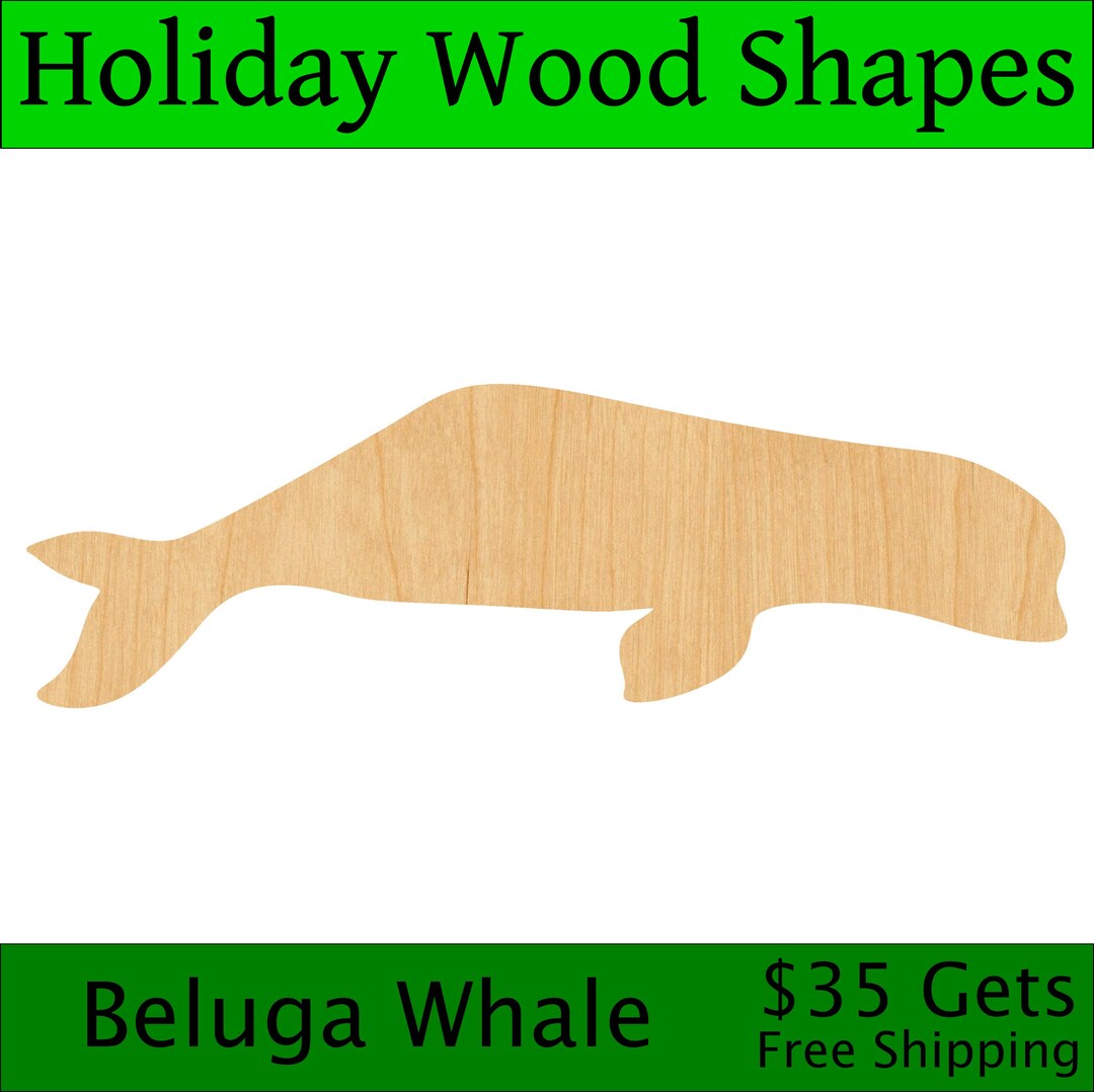 Laser Cut Beluga Whale Wood Blank, Crafting Supplies, Wooden Cutout ...