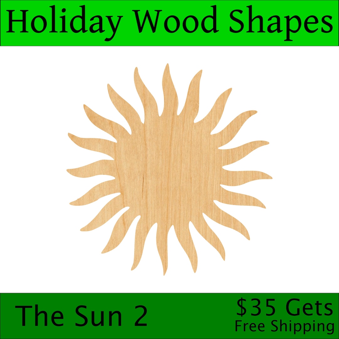 Laser Cut Sun Design 2 Wood Blank, Crafting Supplies, Wooden Cutout ...