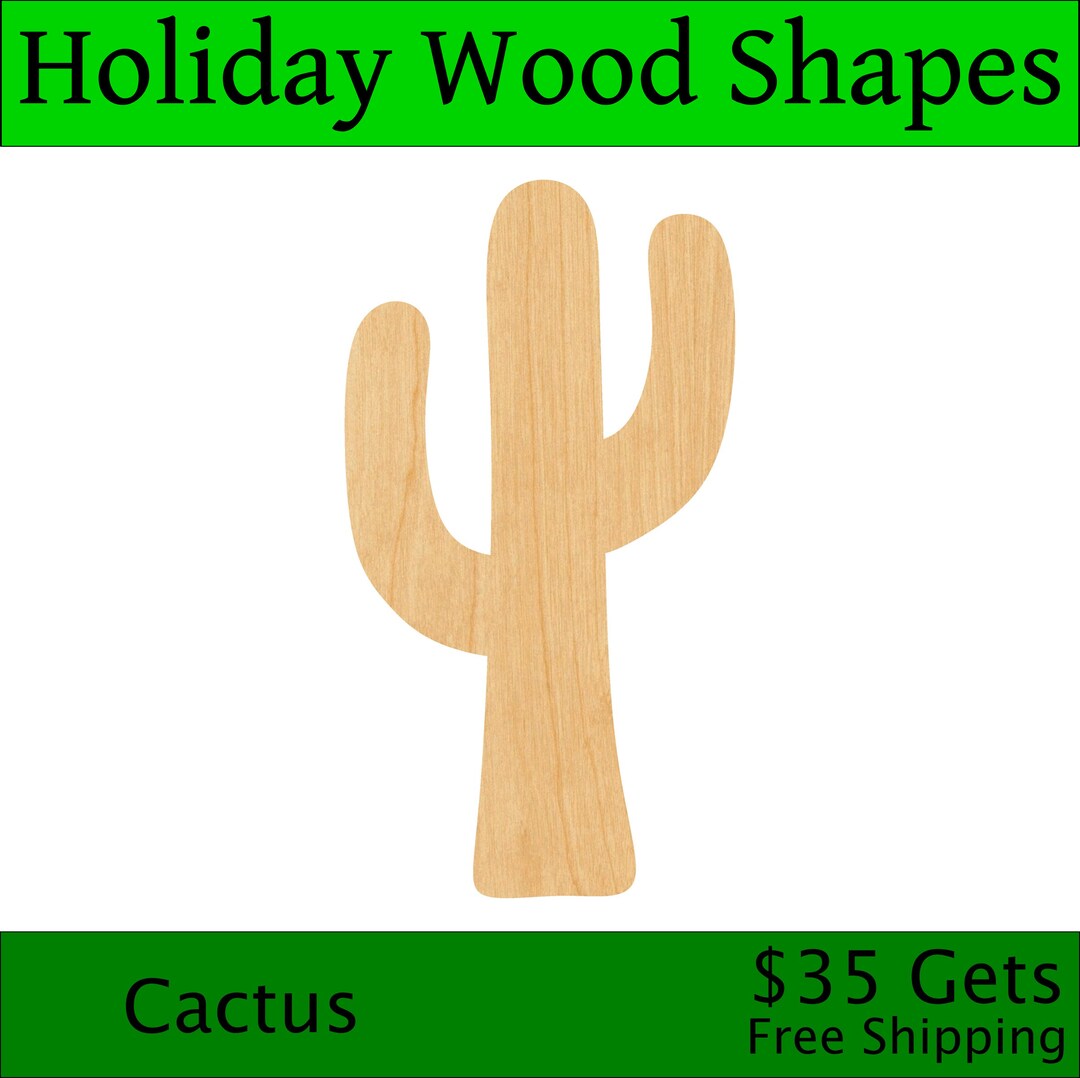 Laser Cut Cactus Wood Blank, Crafting Supplies, Wooden Cutout, DIY ...