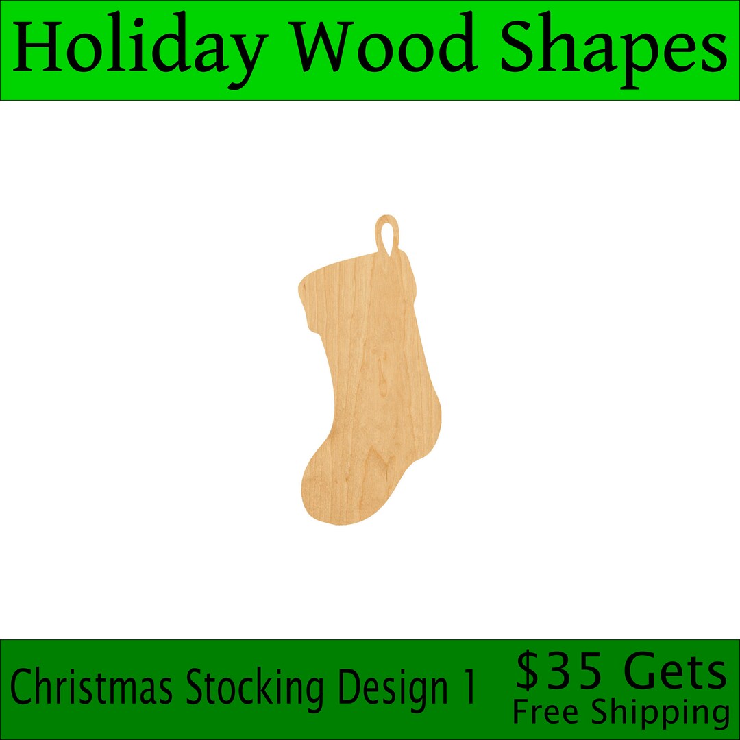 Laser Cut Christmas Stocking Design 1 Wood Blank, Crafting Supplies ...