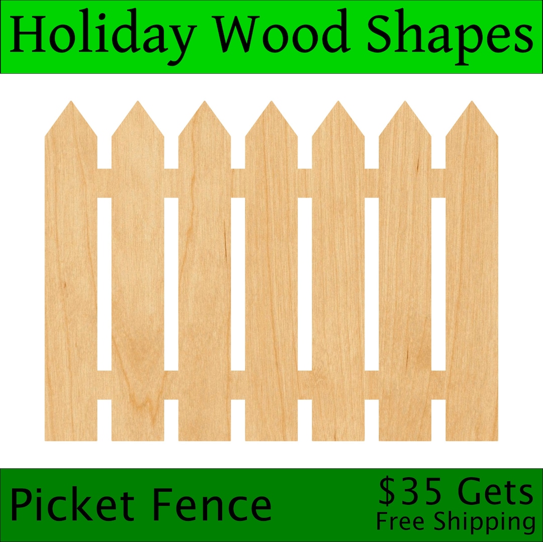 Laser Cut Picket Fence Wood Blank, Crafting Supplies, Wooden Cutout ...