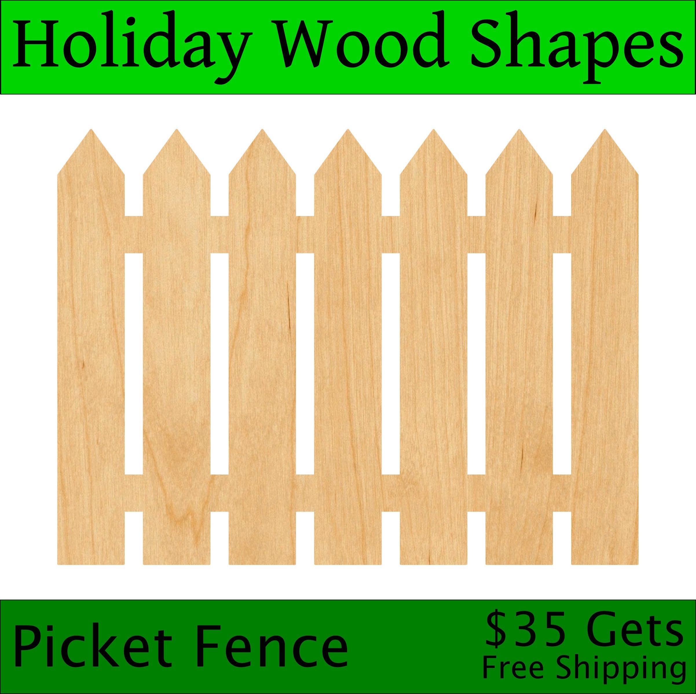 Laser Cut Picket Fence Wood Blank, Crafting Supplies, Wooden Cutout ...