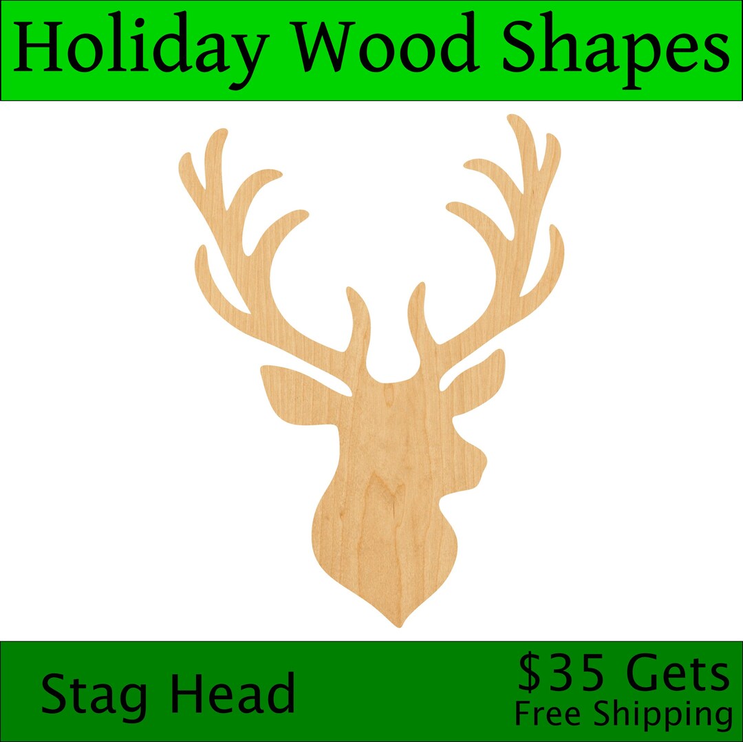 Laser Cut Stag Wood Blank, Crafting Supplies, Wooden Cutout, DIY ...