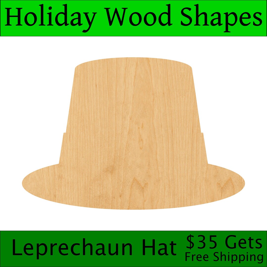 Laser Cut Leprechaun Hat Wood Blank, Crafting Supplies, Wooden Cutout ...