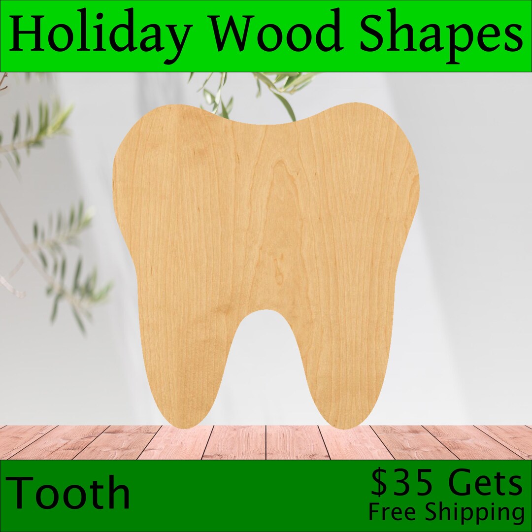 Laser Cut Tooth Wood Blank, Crafting Supplies, Wooden Cutout, DIY ...