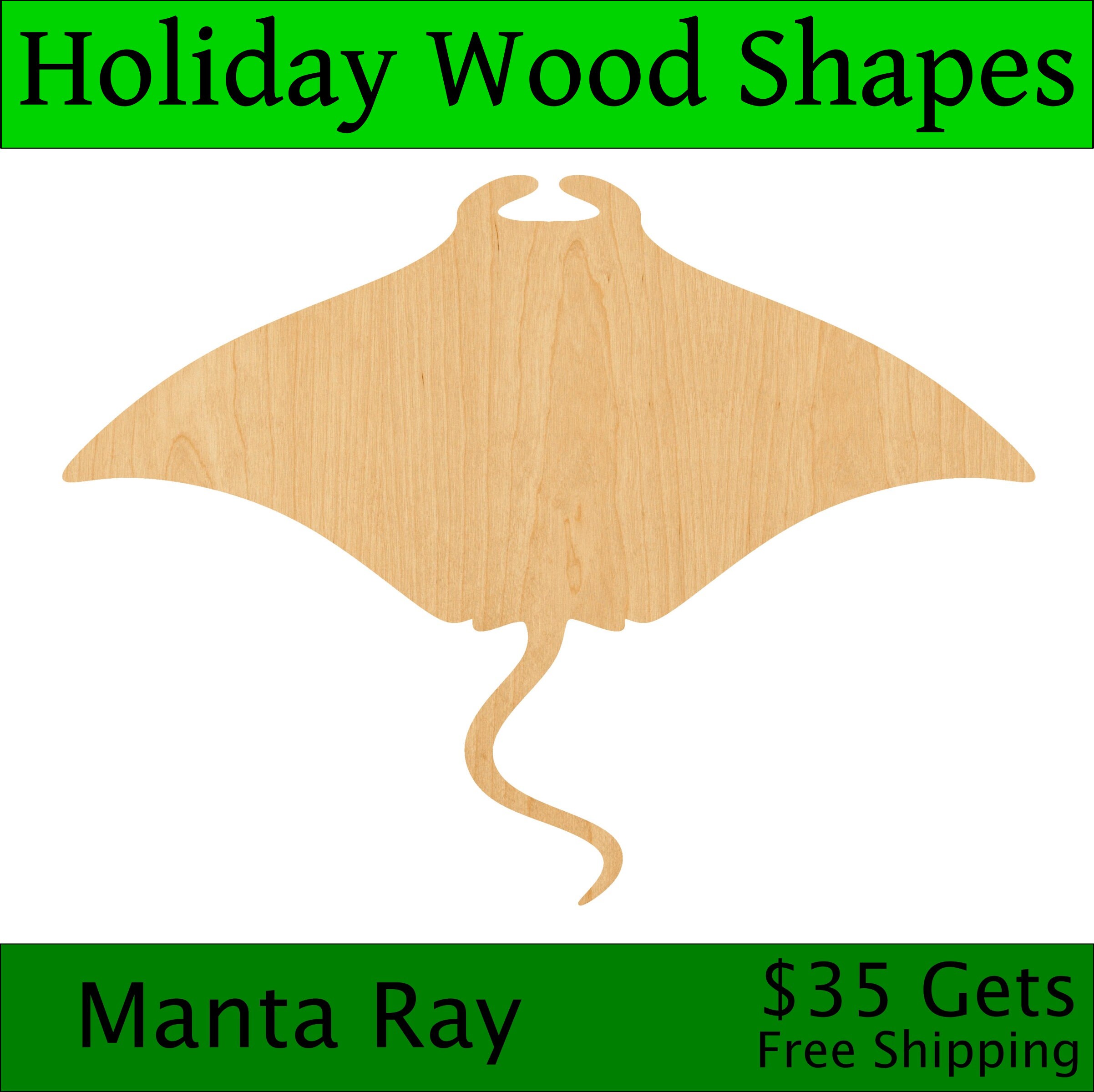 Laser Cut Manta Ray Wood Blank, Crafting Supplies, Wooden Cutout, DIY ...