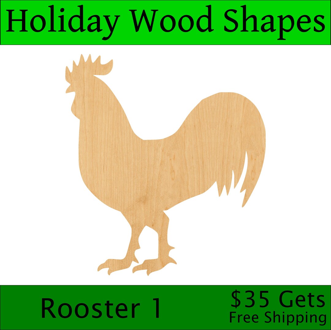 Laser Cut Rooster Design 1 Wood Blank, Crafting Supplies, Wooden Cutout ...