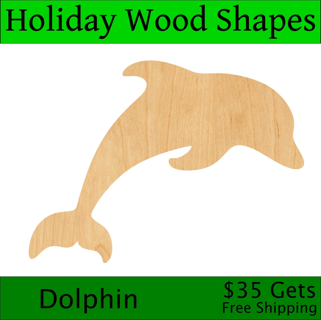 Laser Cut Dolphin Wood Blank, Crafting Supplies, Wooden Cutout, DIY ...