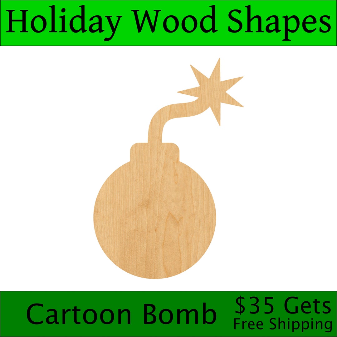 Laser Cut Cartoon Bomb Wood Blank, Crafting Supplies, Wooden Cutout ...