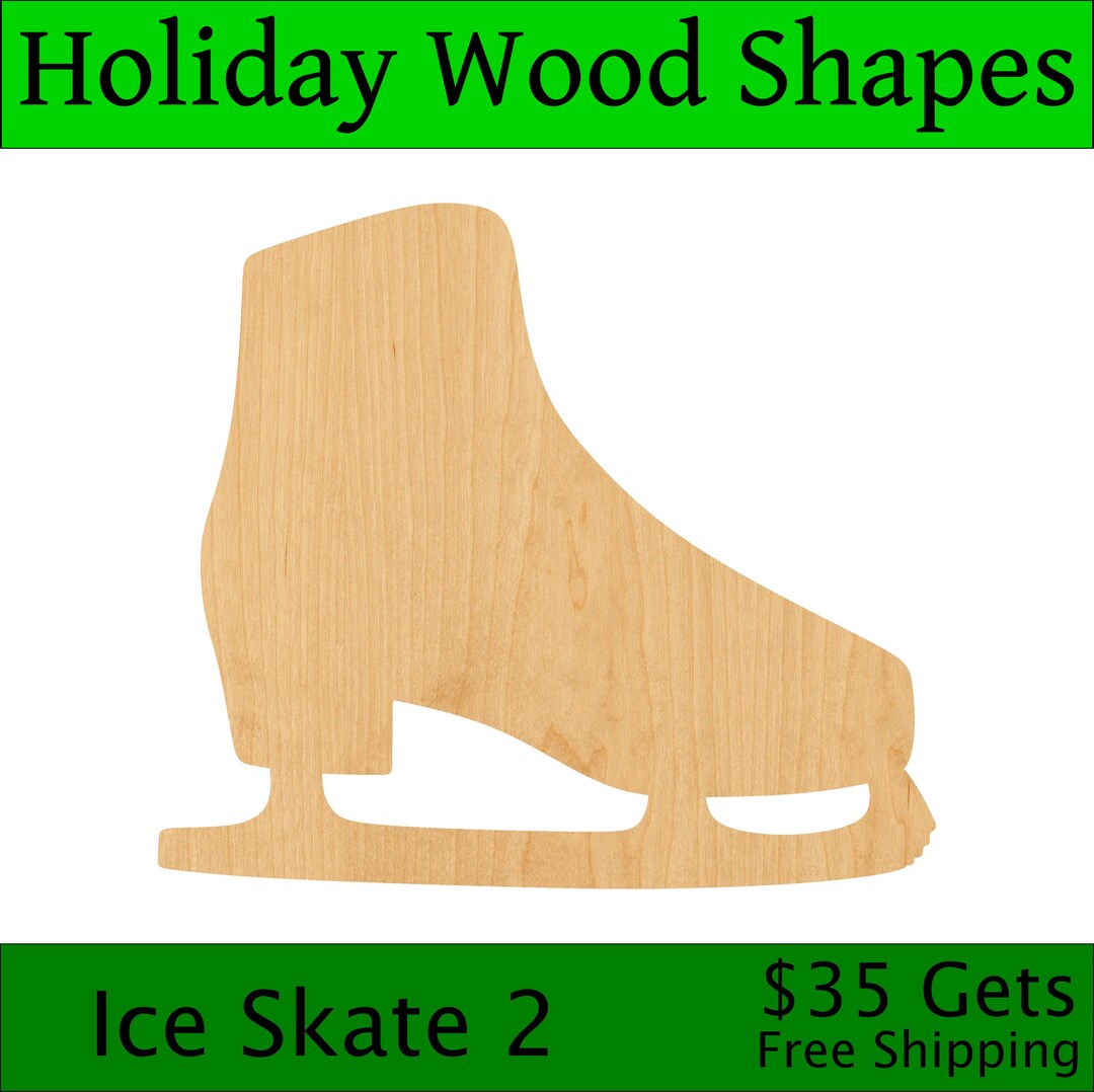 Laser Cut Ice Skate 2 Wood Blank, Crafting Supplies, Wooden Cutout, DIY ...