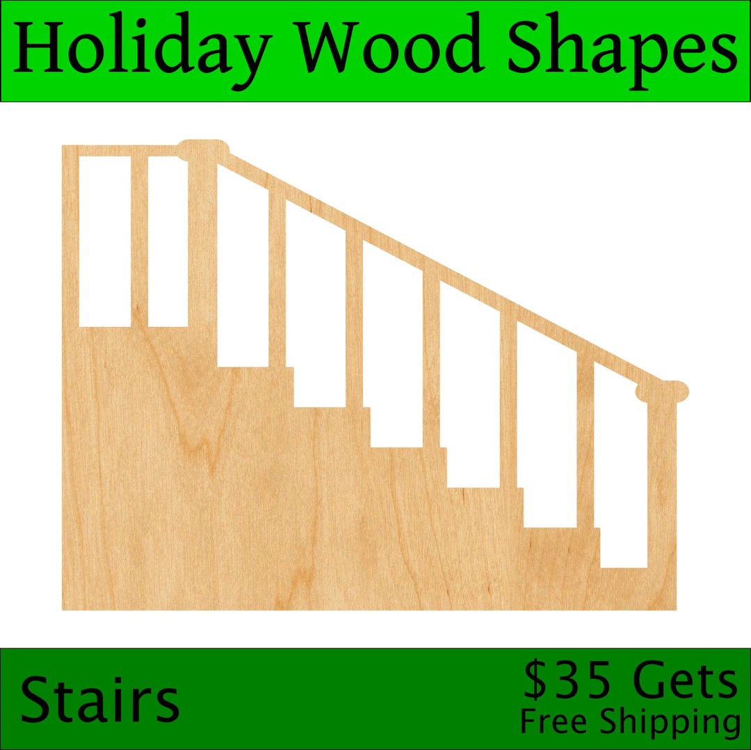 Laser Cut Stairs Wood Blank, Crafting Supplies, Wooden Cutout, DIY ...