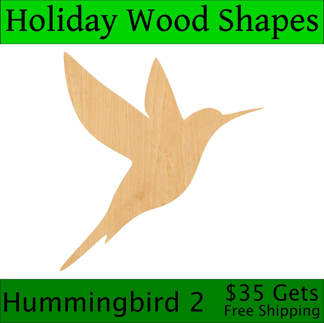 Laser Cut Hummingbird Design 2 Wood Blank, Crafting Supplies, Wooden ...