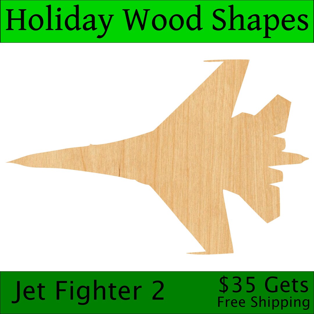 Laser Cut Jet Fighter Design 2 Wood Blank, Crafting Supplies, Wooden ...