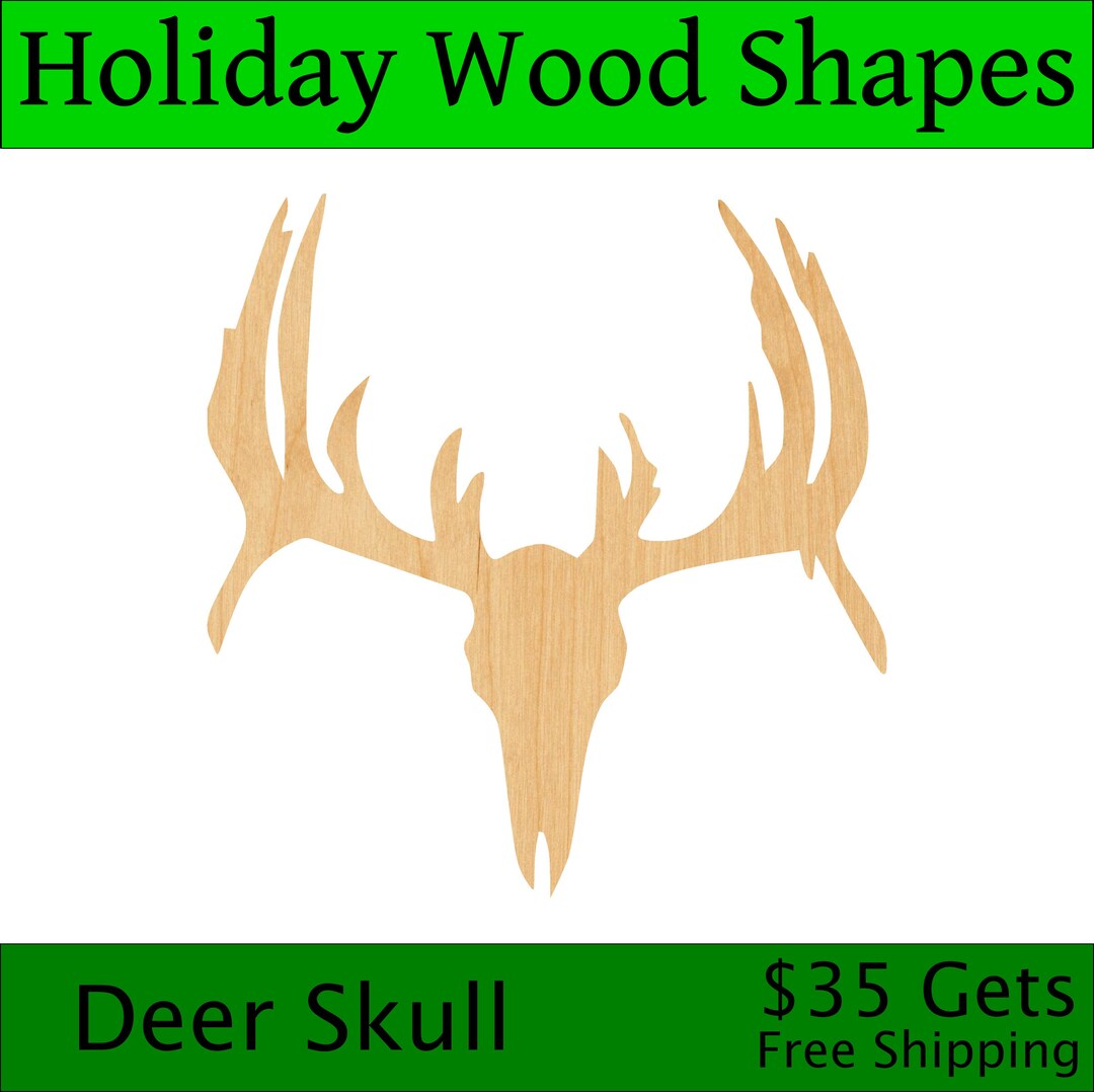 Laser Cut Deer Skull Wood Blank, Crafting Supplies, Wooden Cutout, DIY ...