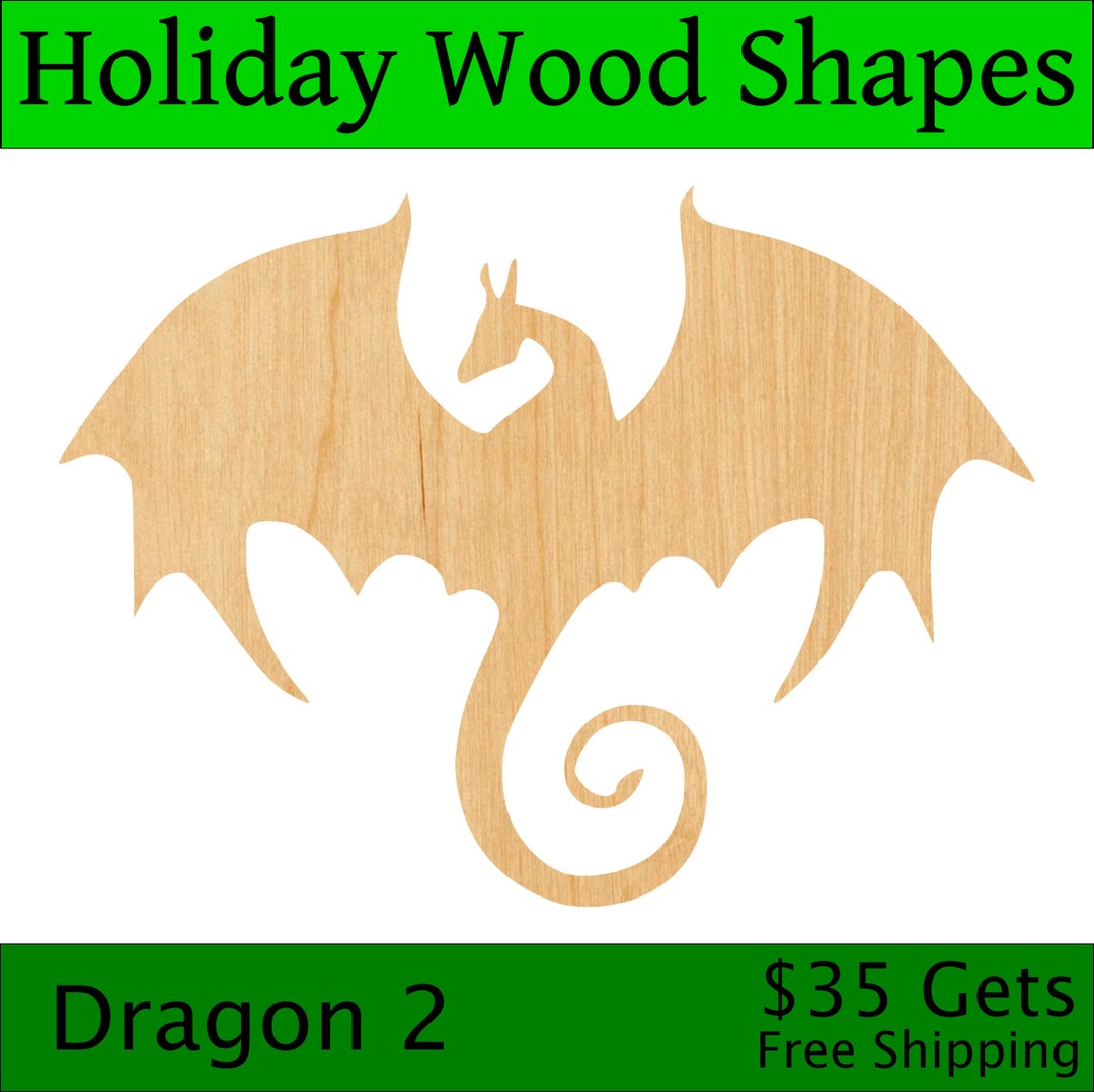 Laser Cut Dragon Design 2 Wood Blank, Crafting Supplies, Wooden Cutout ...