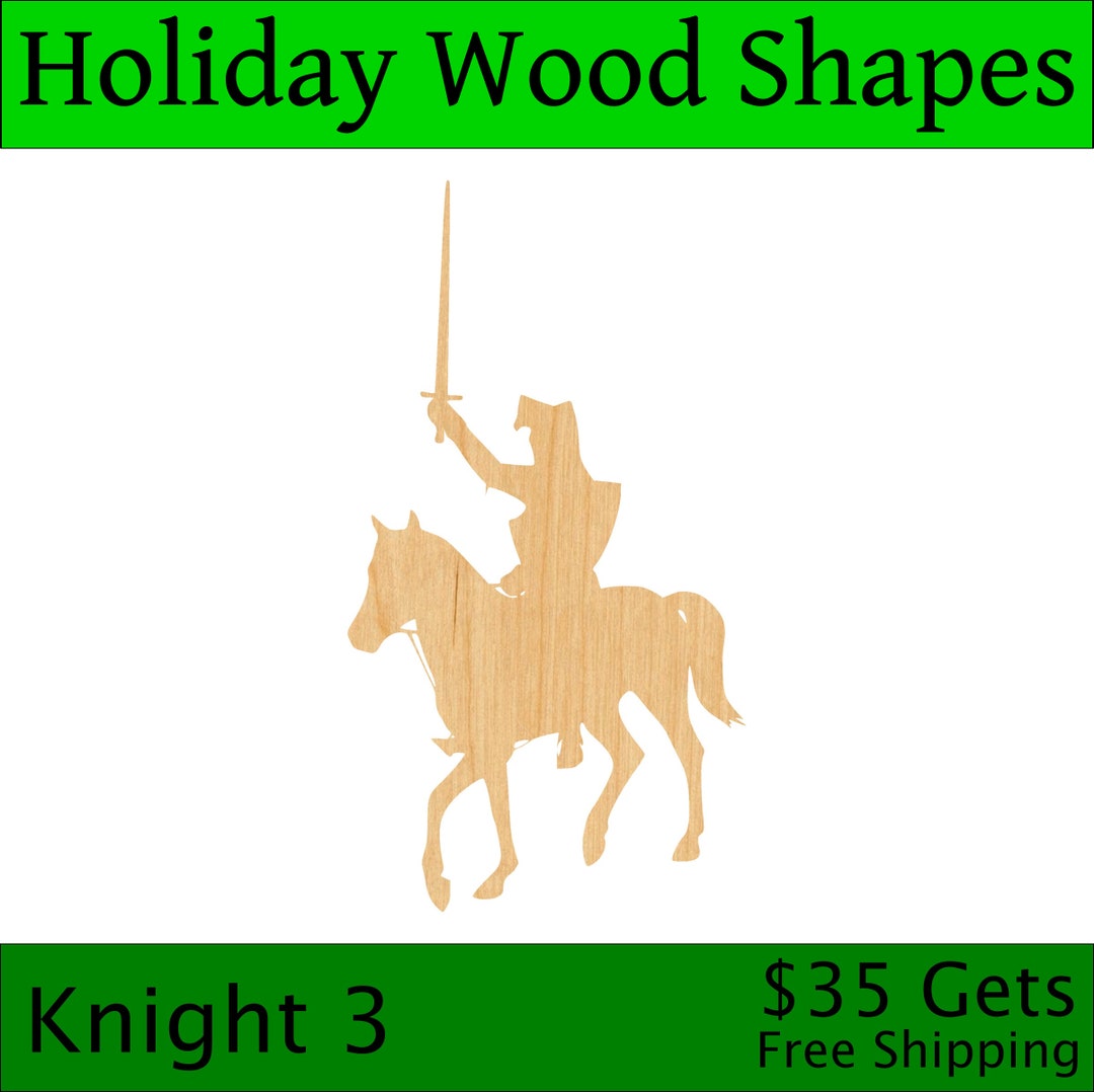 Laser Cut Knight Design 3 Wood Blank, Crafting Supplies, Wooden Cutout ...