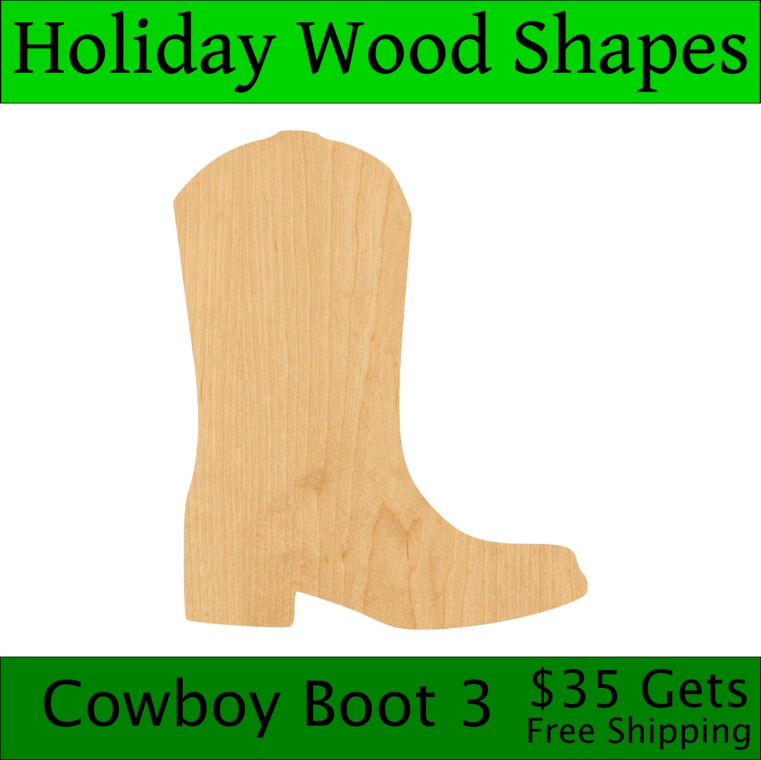 Laser Cut Cowboy Boot 3 Wood Blank, Crafting Supplies, Wooden Cutout ...