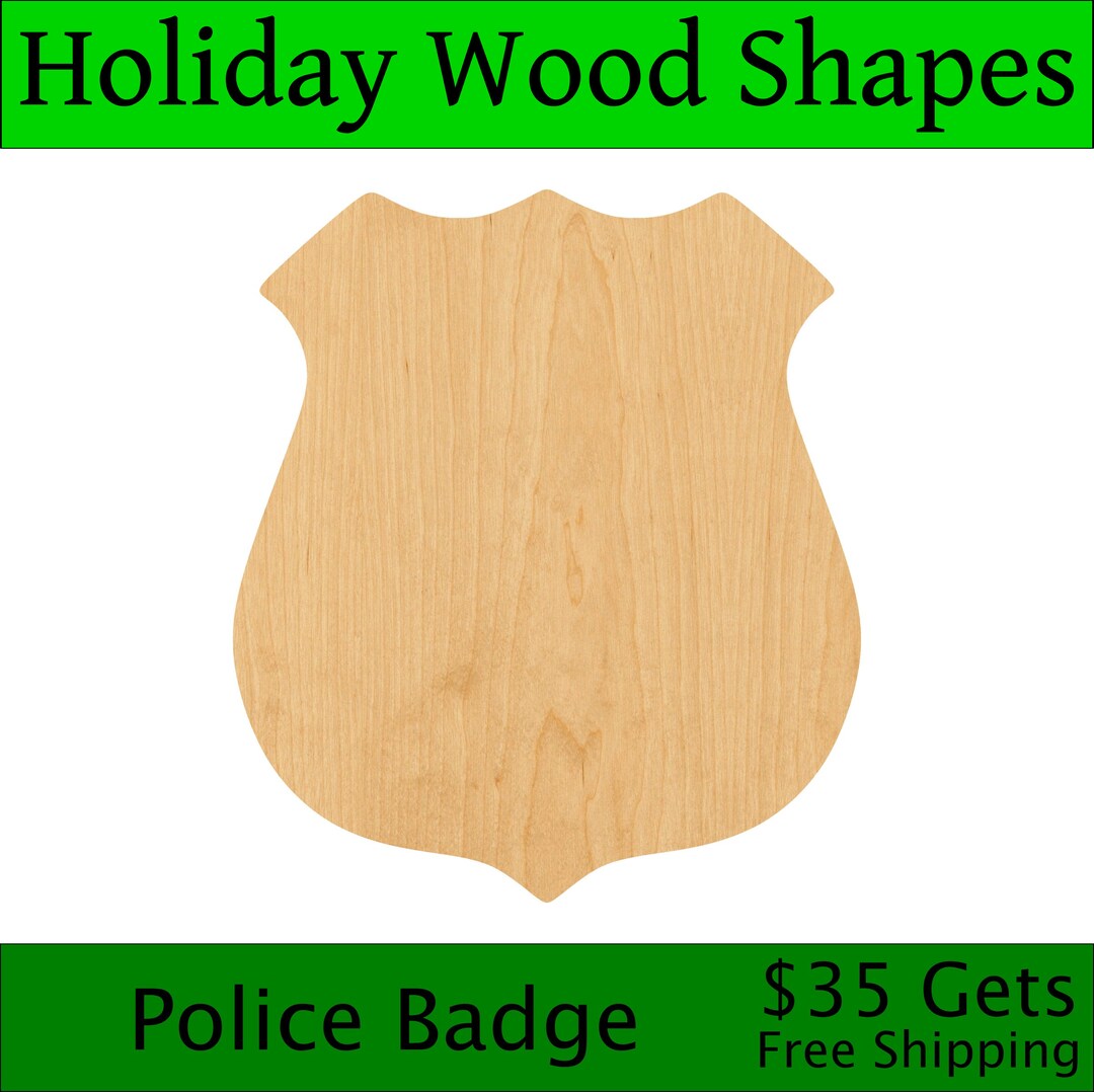 Laser Cut Police Badge Wood Blank, Crafting Supplies, Wooden Cutout ...