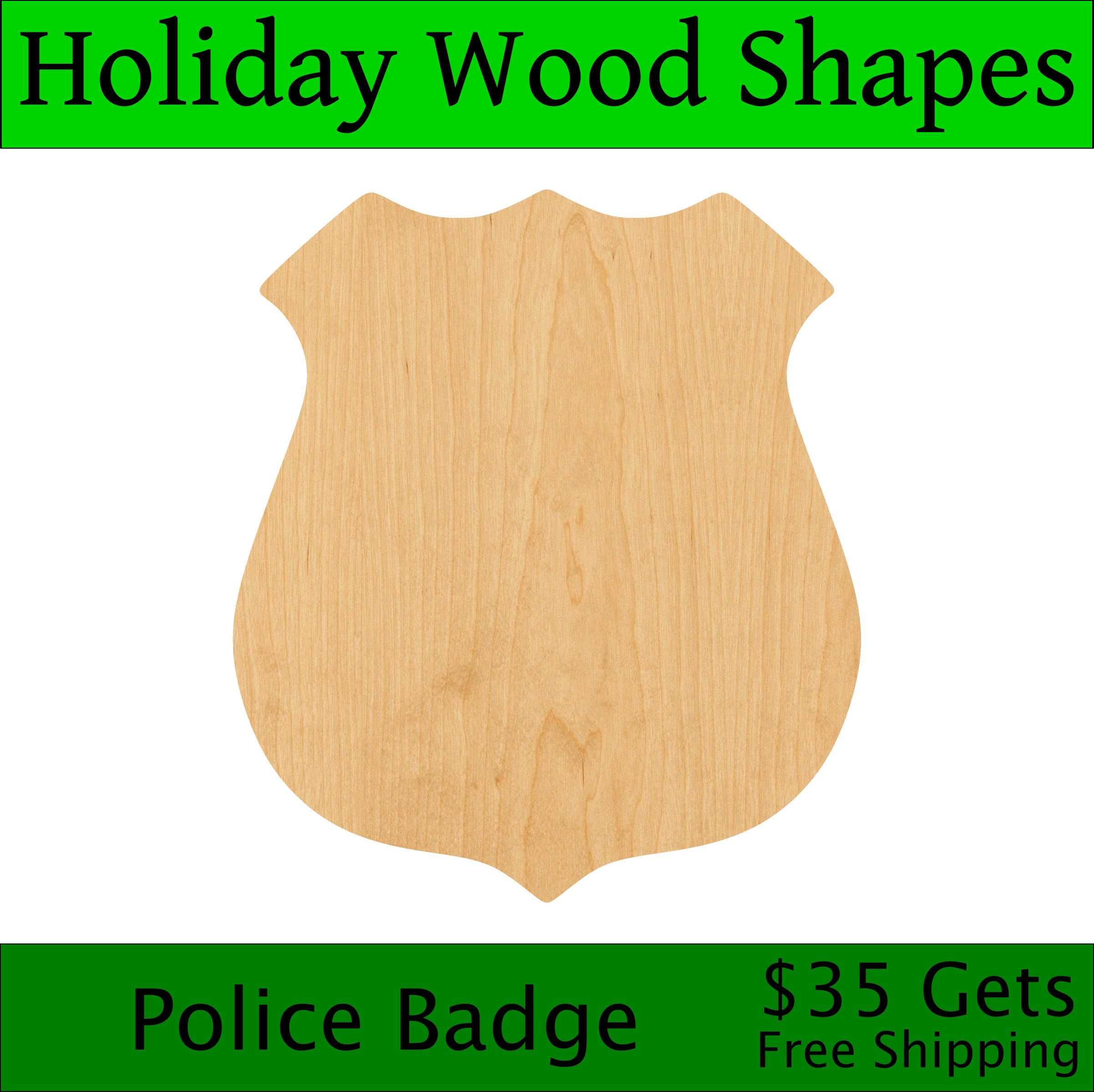 Laser Cut Police Badge Wood Blank, Crafting Supplies, Wooden Cutout ...