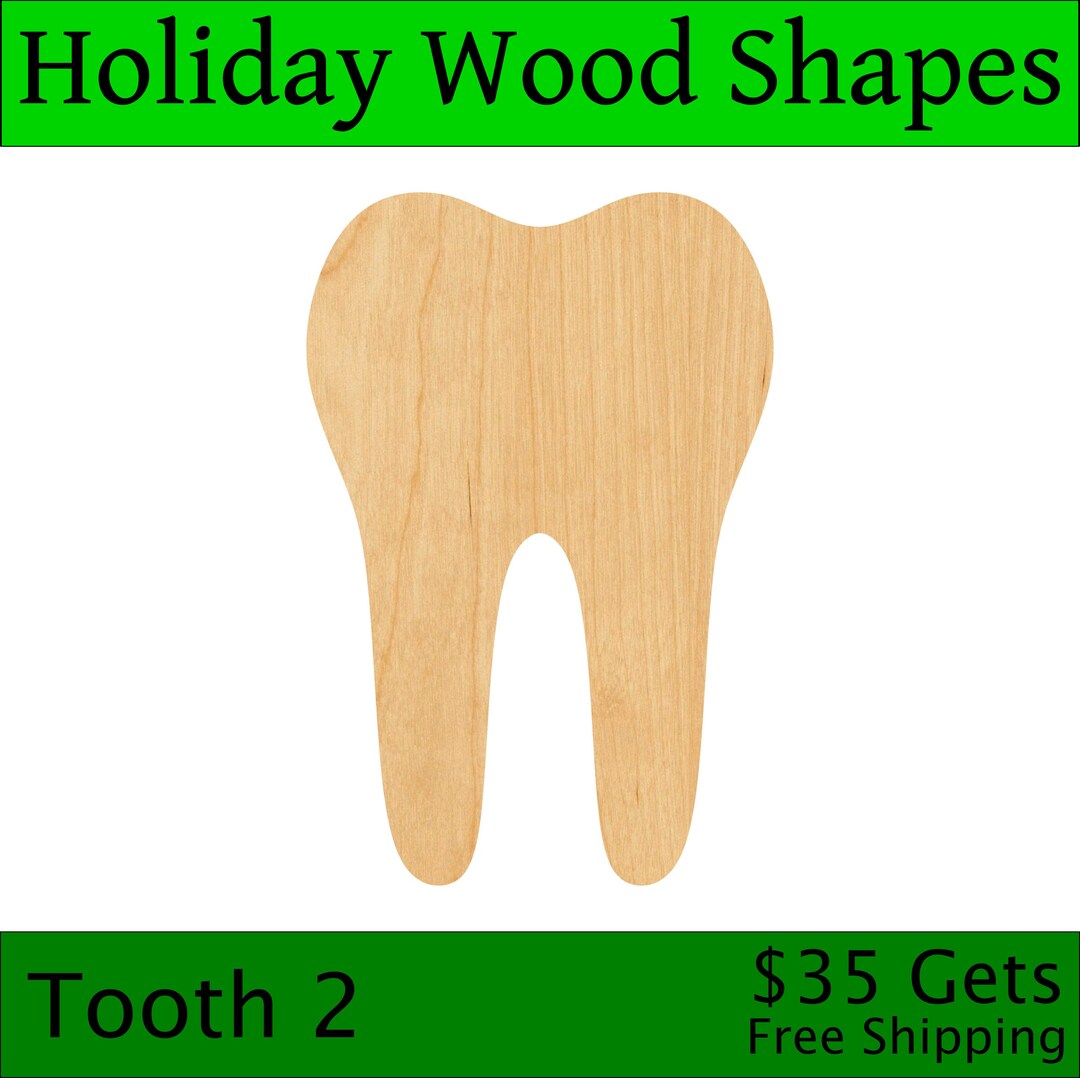 Laser Cut Tooth 2 Wood Blank, Crafting Supplies, Wooden Cutout, DIY ...