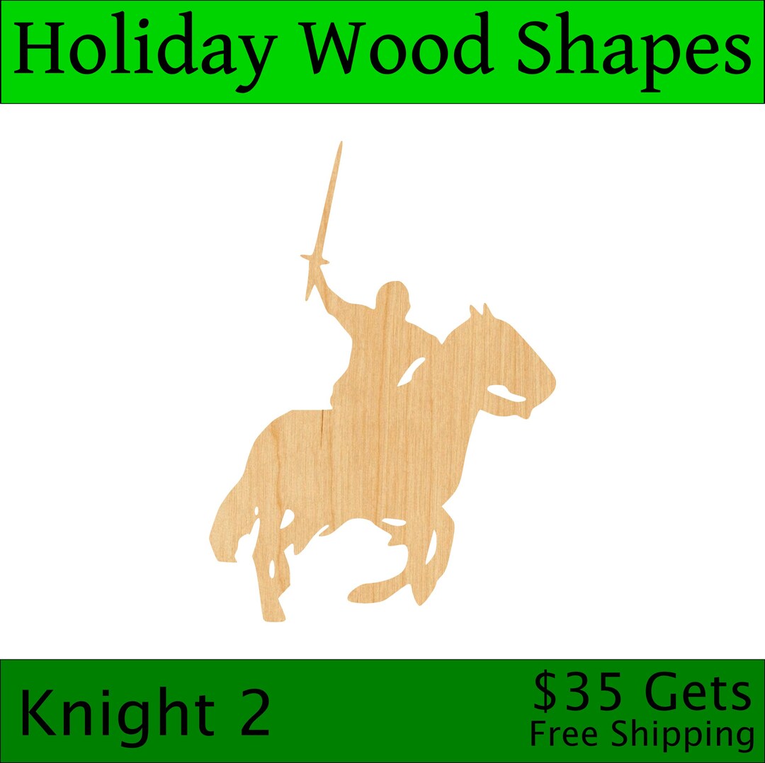 Laser Cut Knight Design 2 Wood Blank, Crafting Supplies, Wooden Cutout ...