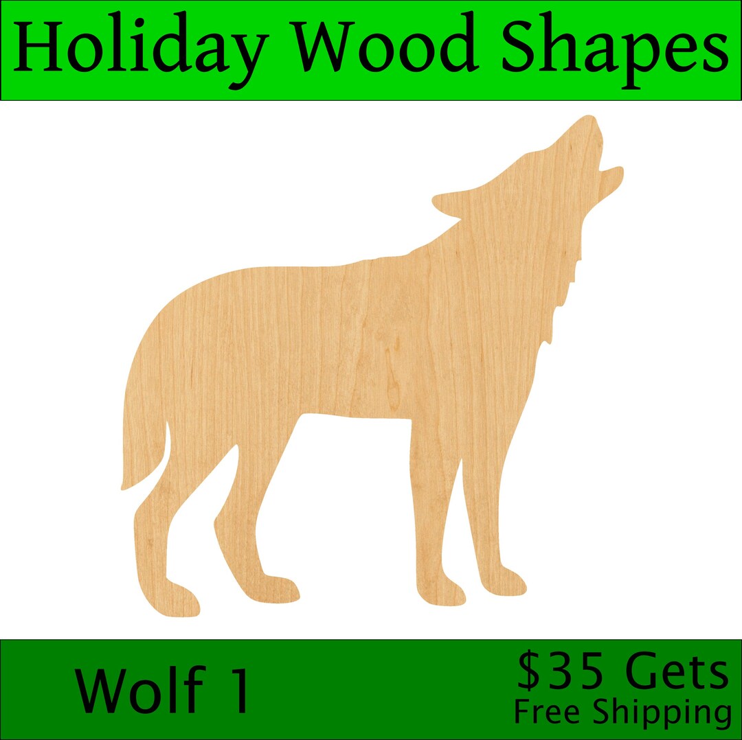 Laser Cut Wolf Design 1 Wood Blank, Crafting Supplies, Wooden Cutout ...