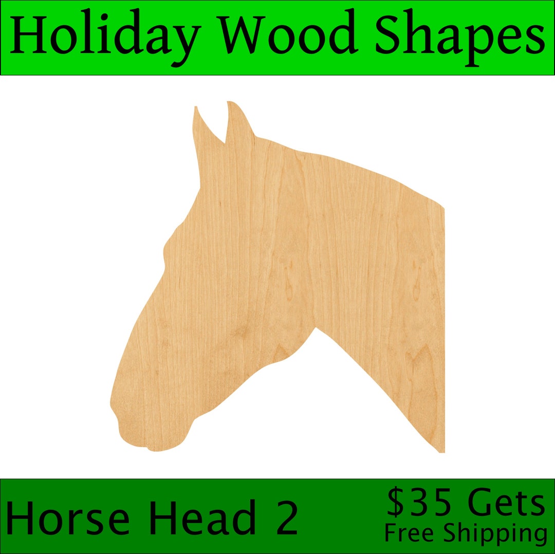 Laser Cut Horse Head Design 2 Wood Blank, Crafting Supplies, Wooden ...