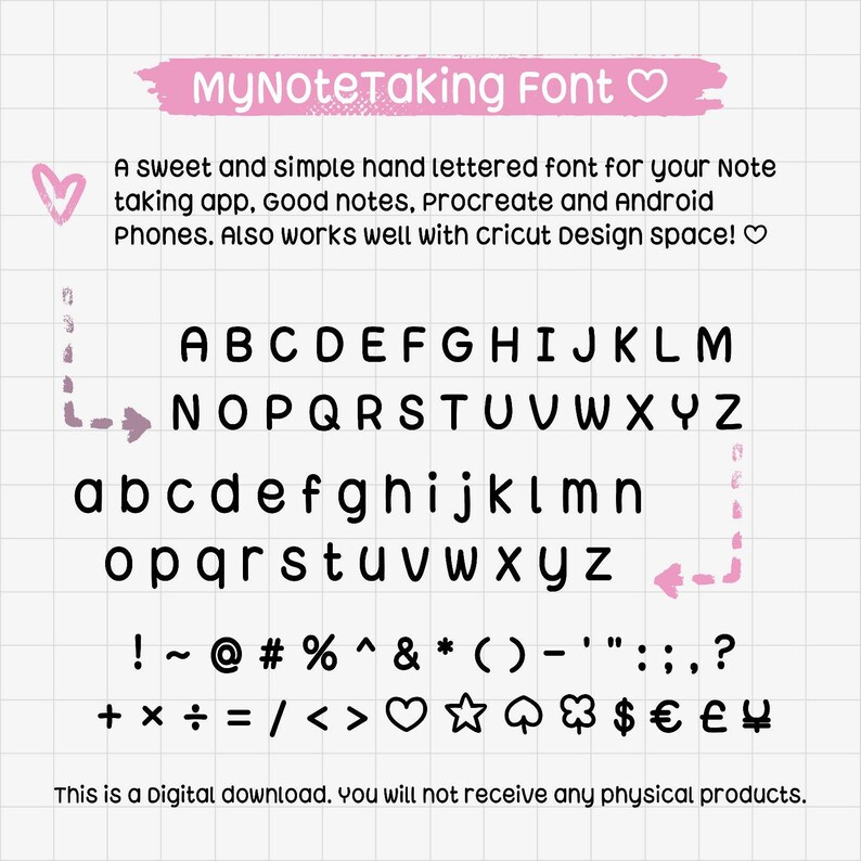 Mynotetaking Simple Font Handwriting Goodnotes Note - Etsy