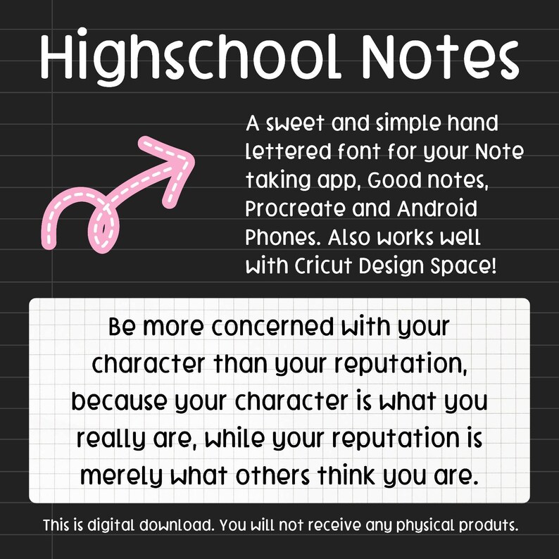 Highschool Notes Simple Font Handwriting Goodnotes Note Taking Cute ...