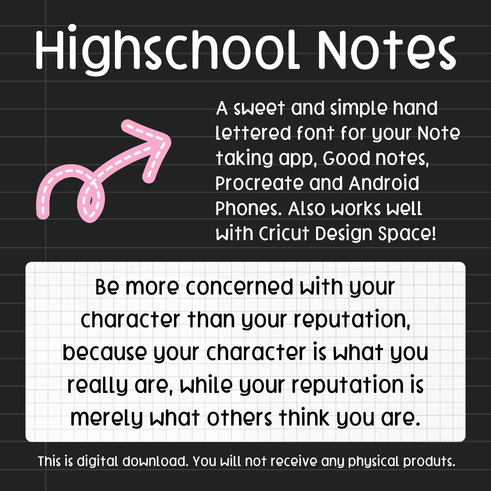 Highschool Notes Simple Font Handwriting Goodnotes Note Taking Cute ...