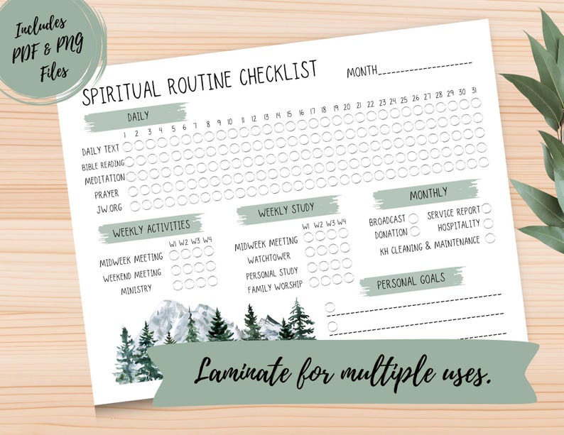 JW Spiritual Routine Checklist | Printable - Etsy