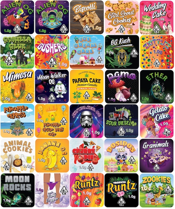 Strain Label Stickers for 9ml SQUARE Concentrate Jars - Etsy