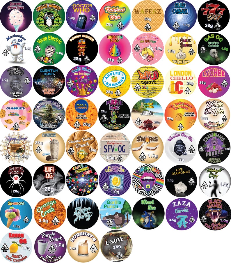 Strain Label Stickers for 5ml Concentrate Jars 1 Inch - Etsy