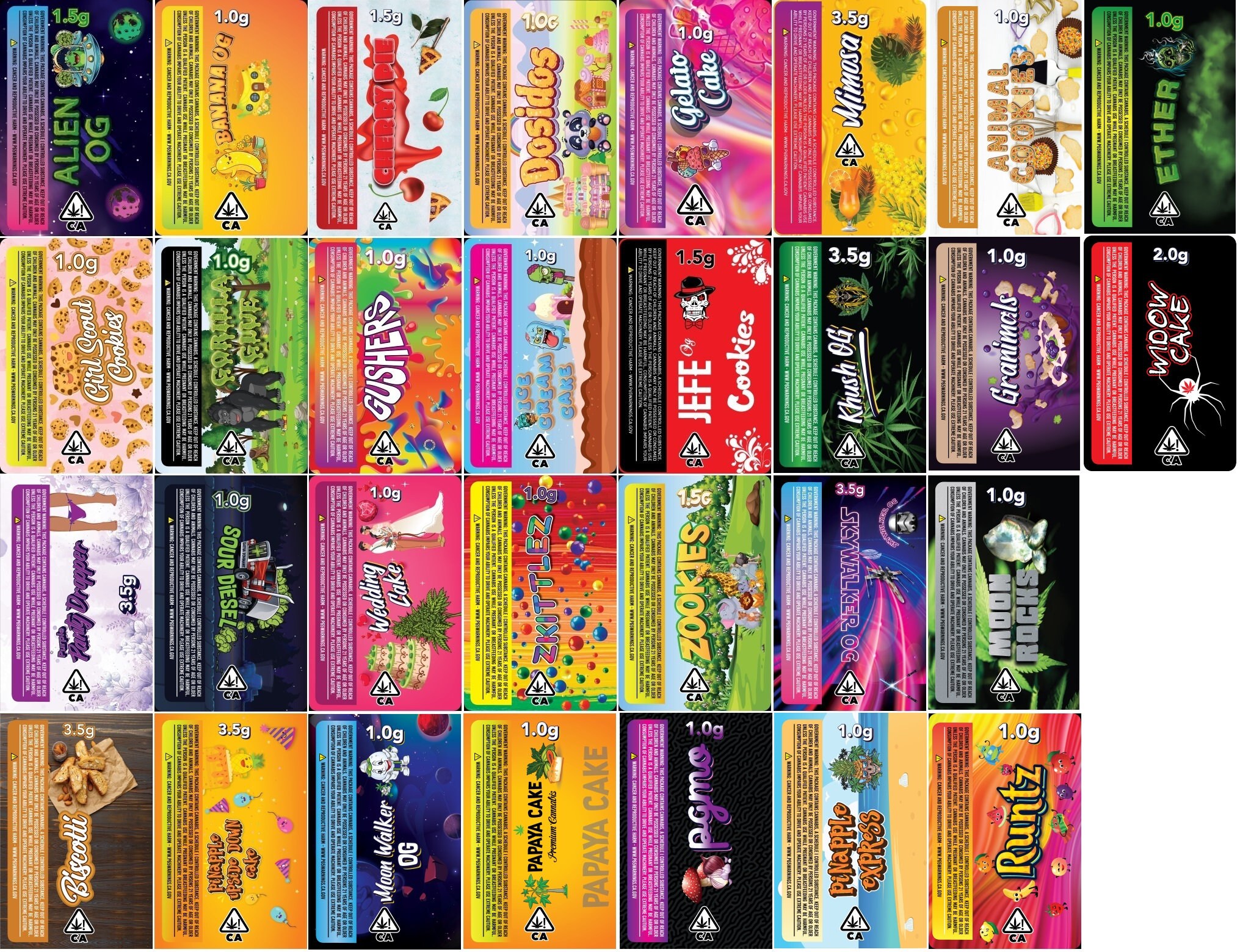 Strain Label Stickers for Plastic Pop Top Preroll Vials 2.5 X 3.5 - Etsy