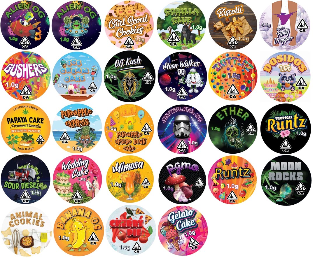 Strain Label Stickers for 5ml Concentrate Jars 1 Inch - Etsy