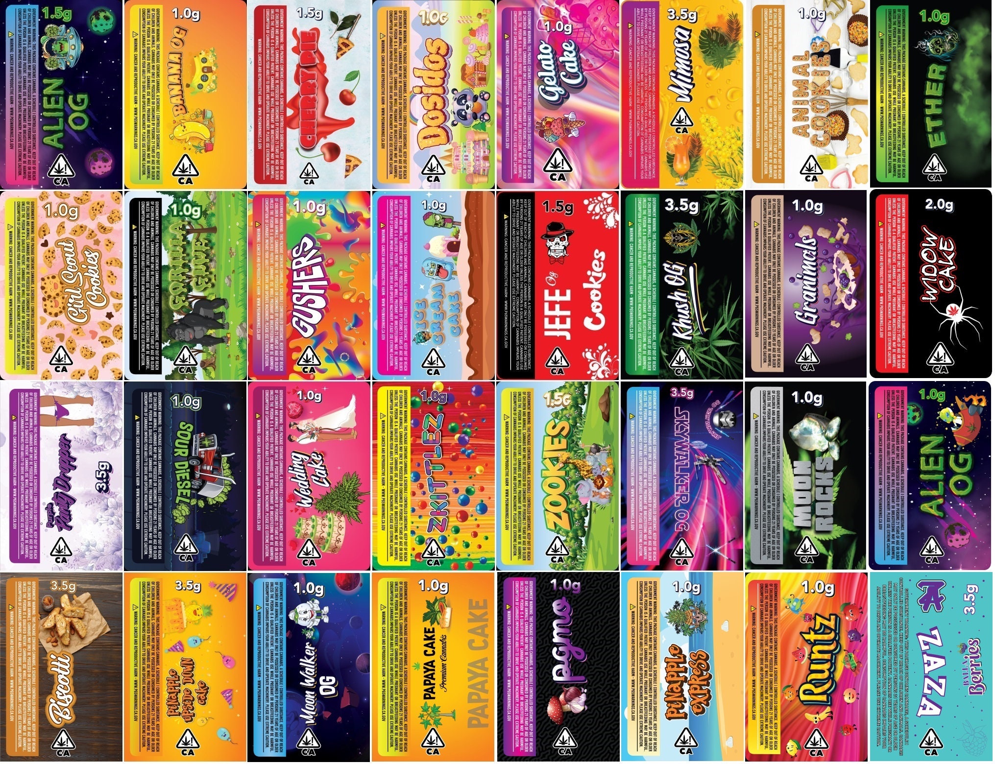 Strain Label Stickers for Glass Preroll Vials Only 2.25 X 3.5 - Etsy