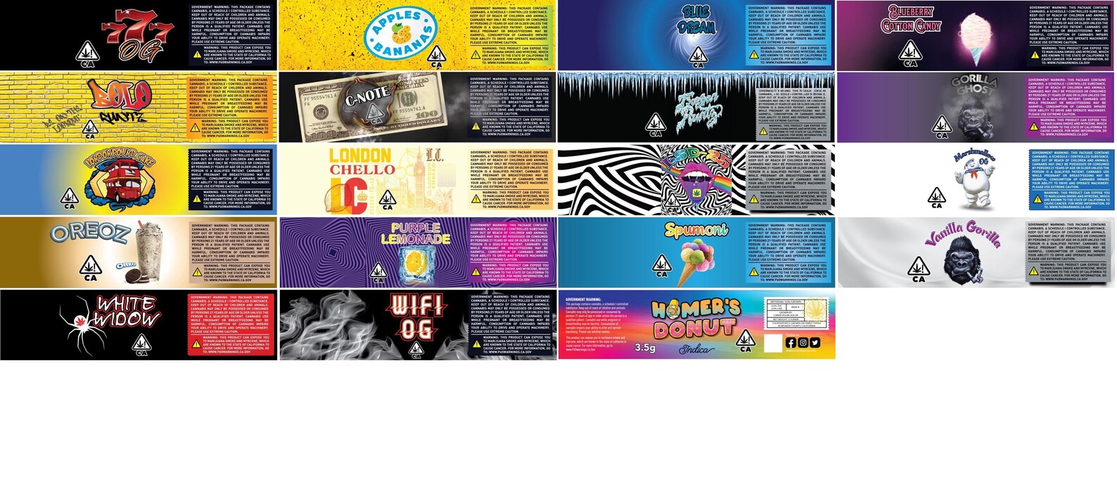 Strain Label Stickers for 3oz Eighth Jars - 1.5" X 6" Jar Wrap Labels ...